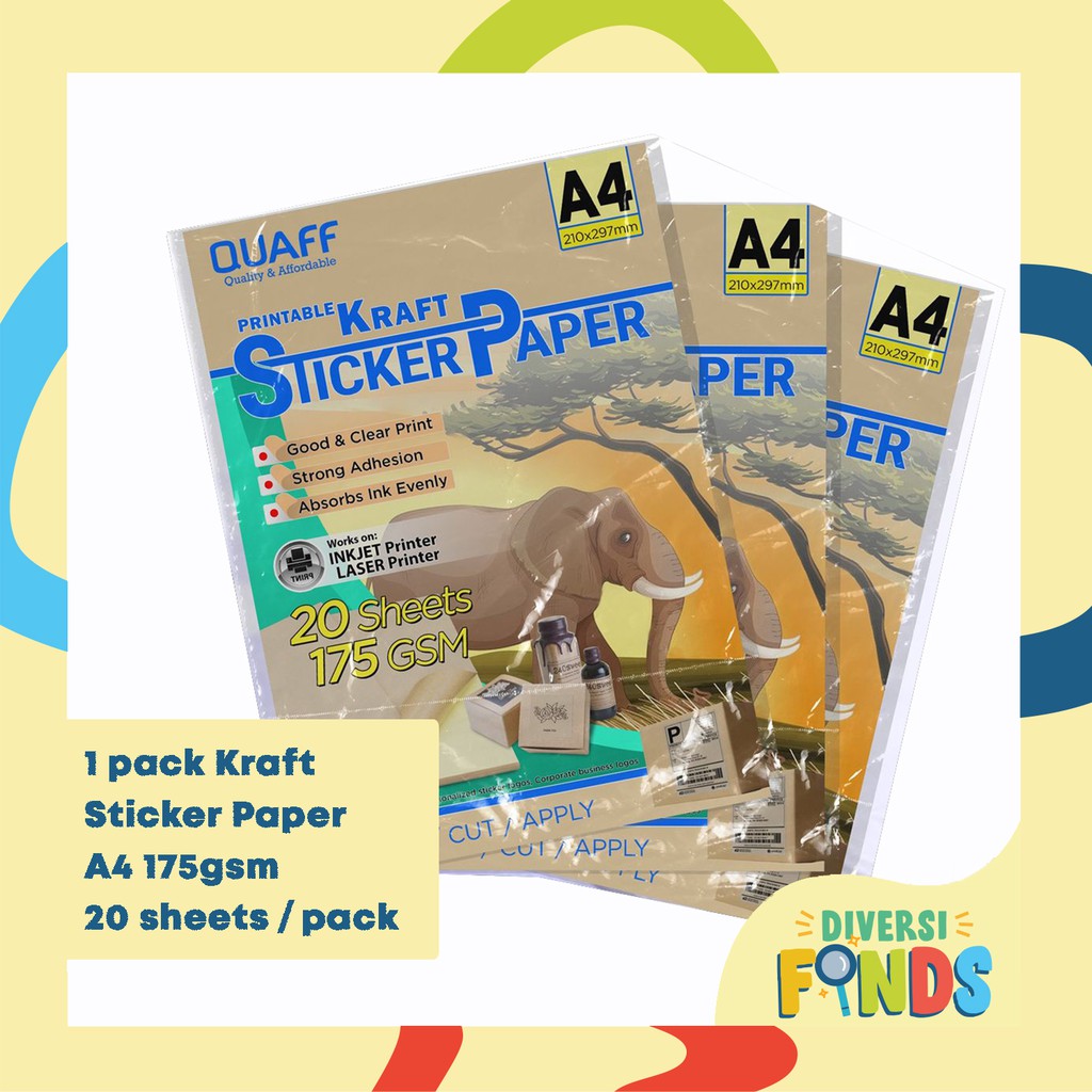 1pack Quaff Sticker Paper Glossy 90G/135G / Kraft 175G / Matte 175G ...