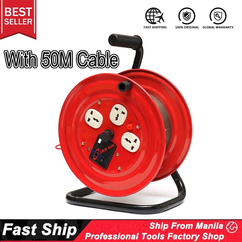 15M 30M 50M Heavy Duty Cable Reel Extension Wire 15/30/50 Meters Power ...