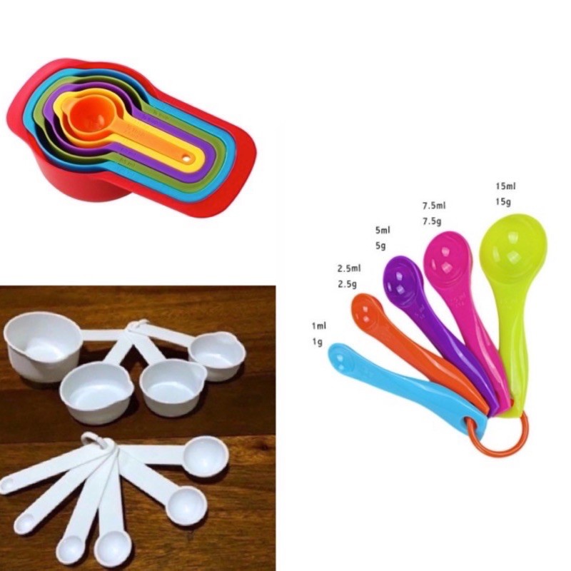 colorful plastic measuring spoon & cup set with label | Shopee Philippines