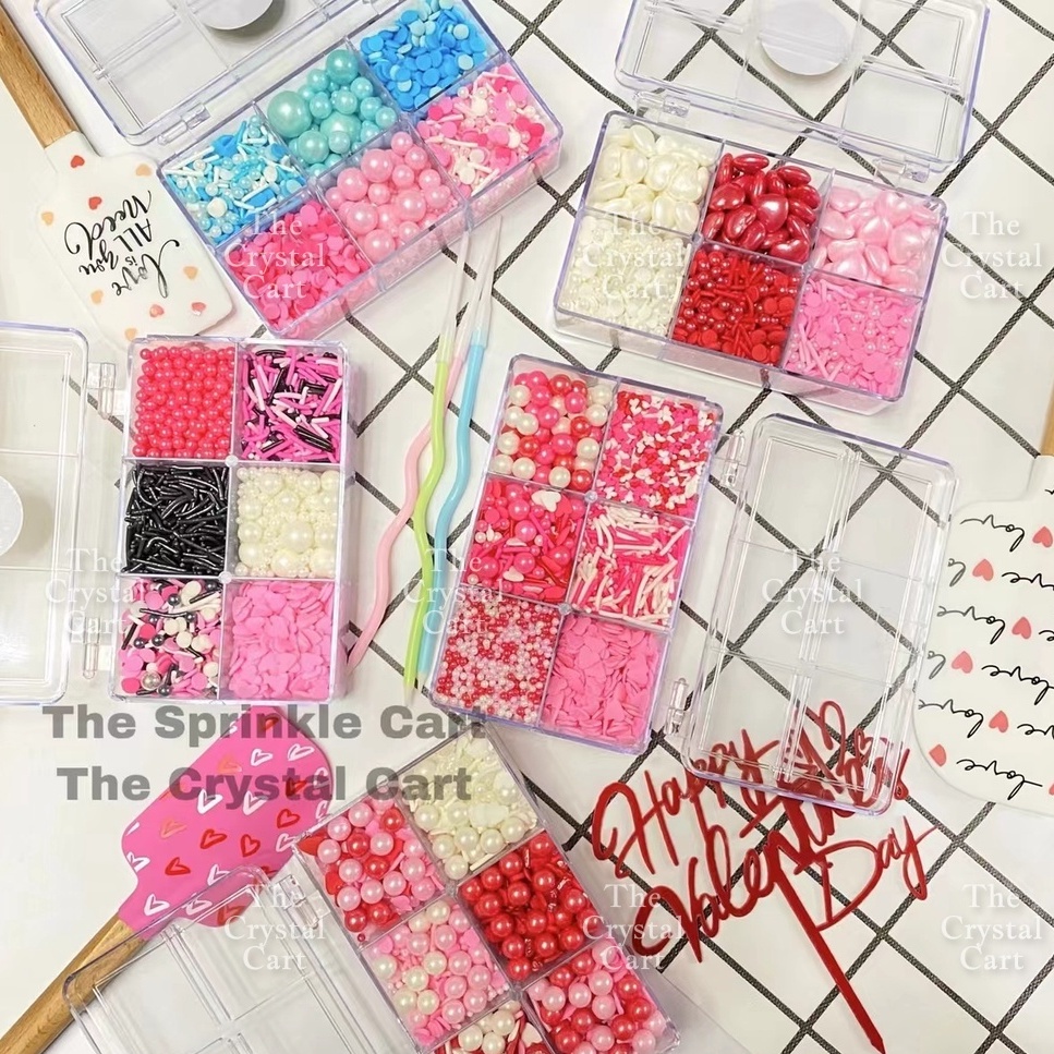 Valentines Christmas Themed Edible Sprinkles Dragees Bento Candy Sampler Sweets Cake Decoration ...