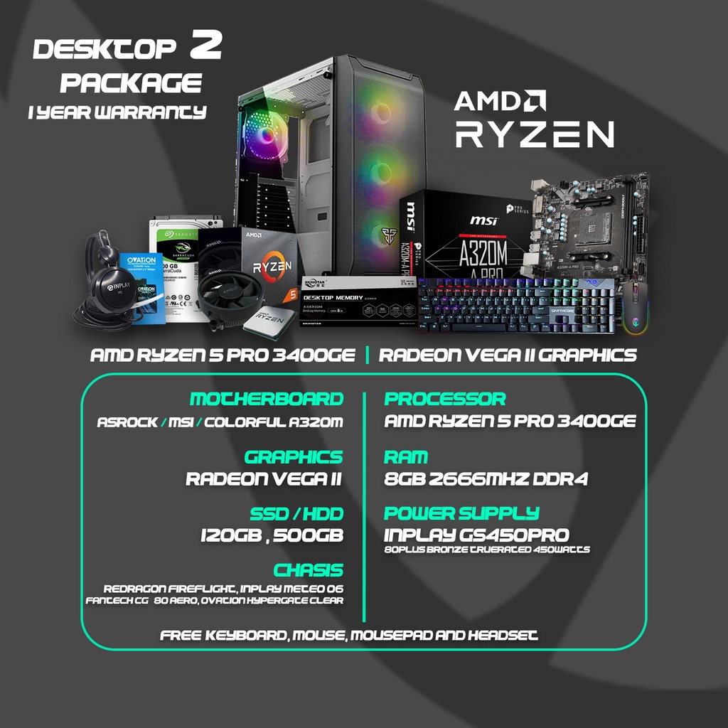 RYZEN 5 PRO 3400GE PC DESKTOP PACKAGE SET (ALL BRAND NEW) | Shopee ...