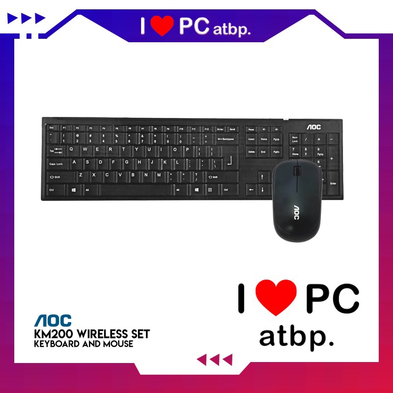 AOC KM200 Wireless Keyboard and Mouse Combo (Black, 2.4GHz) | Shopee ...