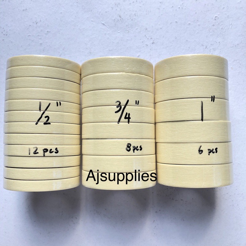 Masking tape per pack 1inch/6pcs 3/4inch/8pcs 1/2inch/12pcs 10meters ...