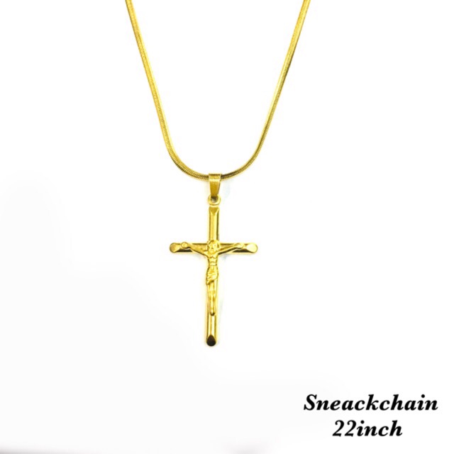 Stainless Necklace Gold Cruz 22inch | Shopee Philippines