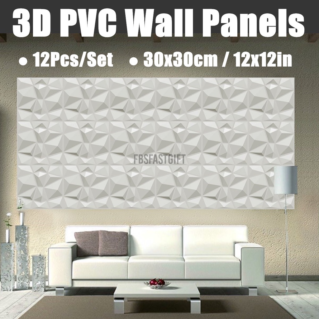 COD12Pcs PVC 3D Wall Panels Embossed Home Room Decal Background Decor ...