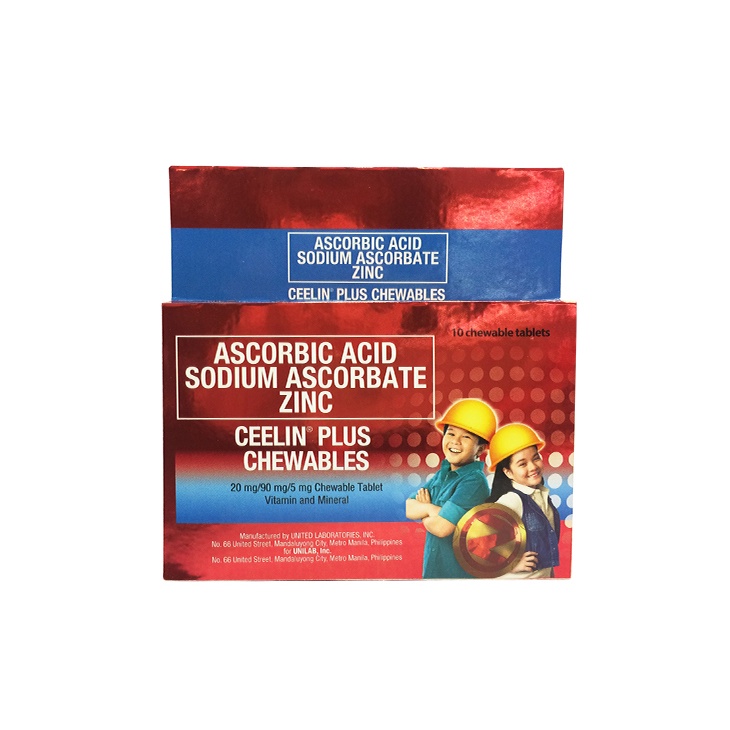 Ceelin Plus Chewables 10 Chewable Tablets 100 mg Ascorbic Acid Zinc Kid ...
