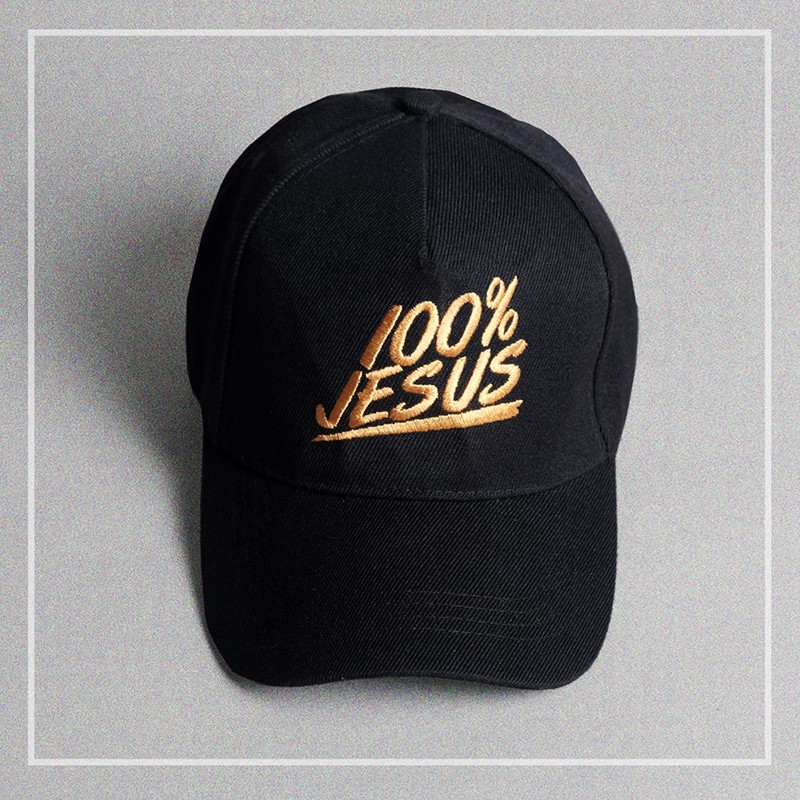 100% JESUS CAP | Black & yellow gold | Christian Cap | Baseball cap ...