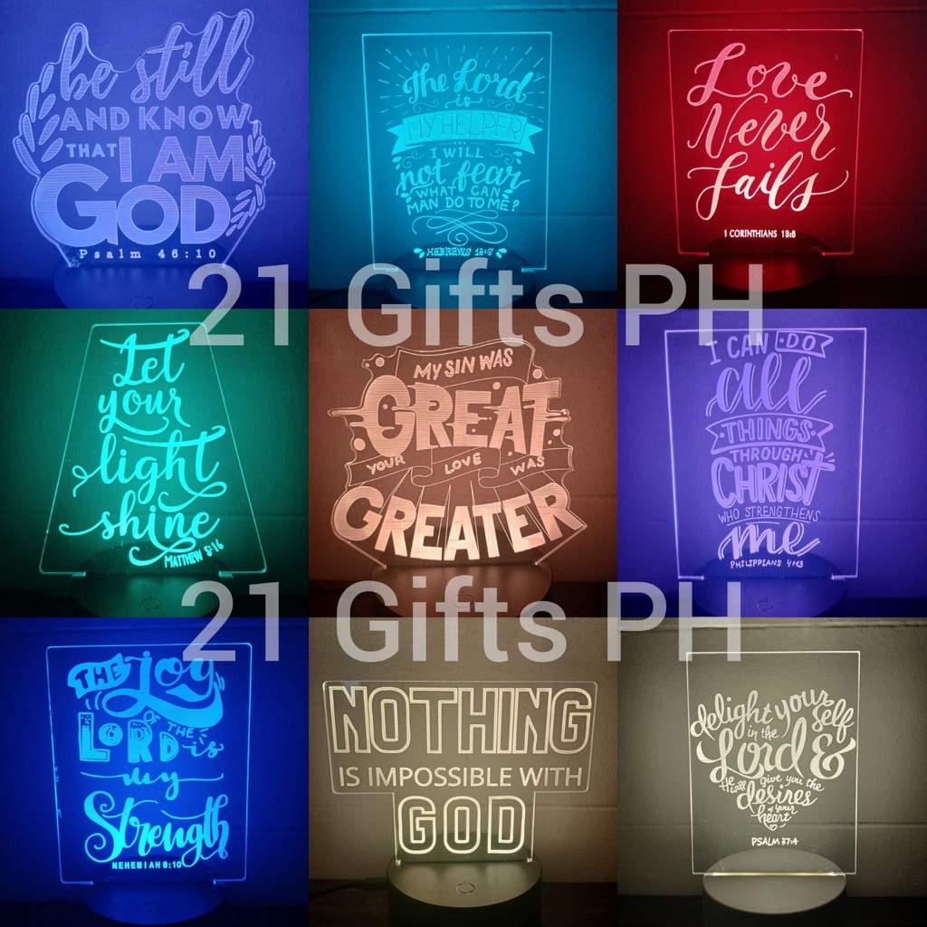 Bible Verses Motivational Faith Religion Life Quotes Acrylic LED Lamp ...