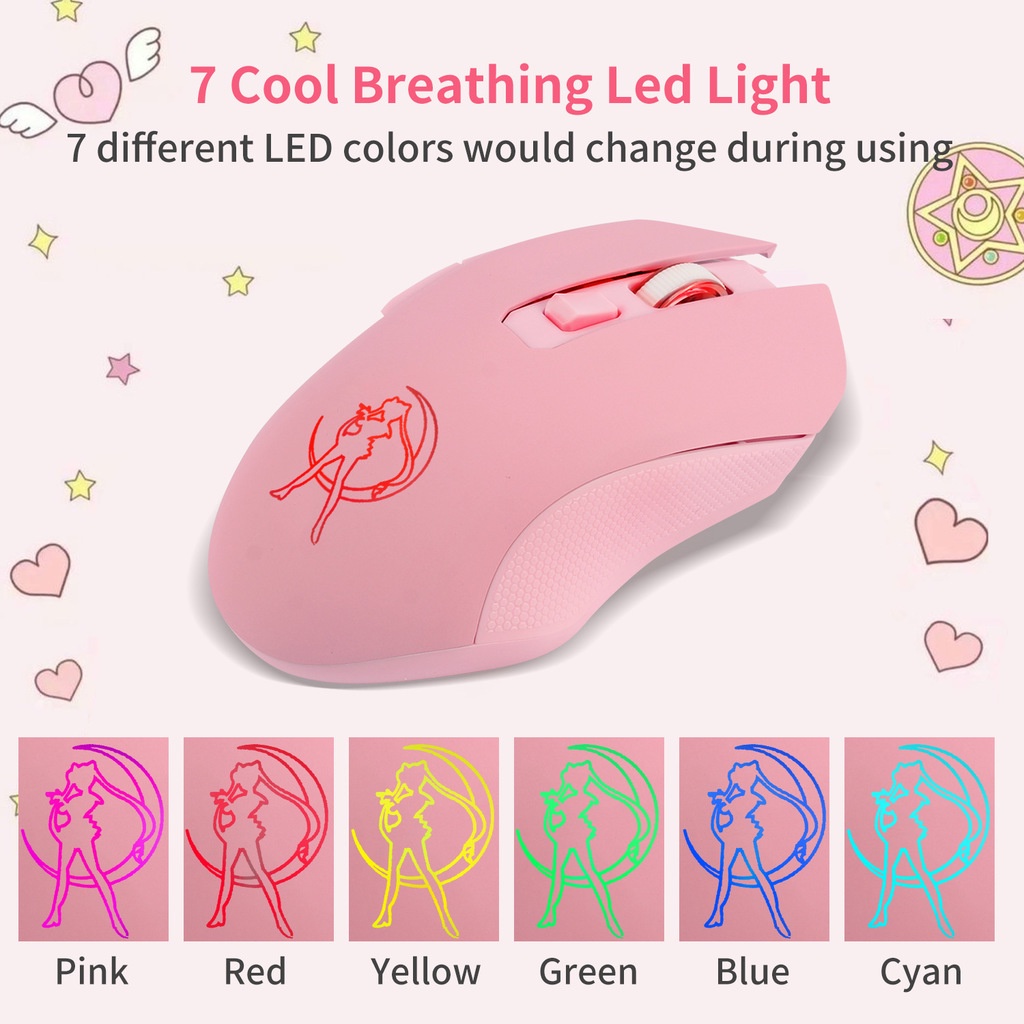 Sailor Moon Gaming Mouse Wireless mouse luminous 2.4G silent wireless ...