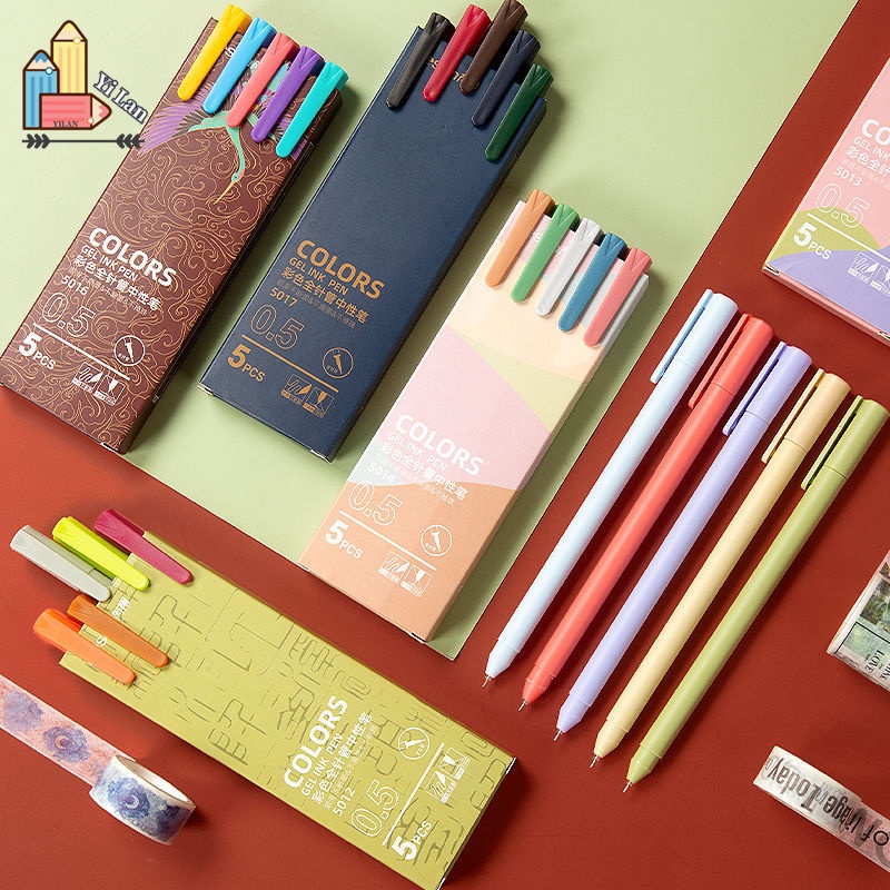 5 Pcs/set Morandi Gel Pen 0.5mm Marker Macaron Color Hand Pen ...