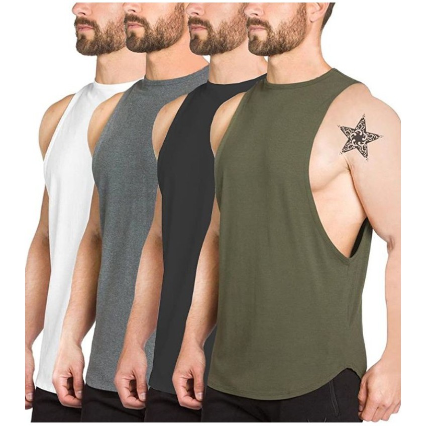 PLAIN GYM MUSCLE TEES - Drop Arm Tees - Unisex - | Shopee Philippines