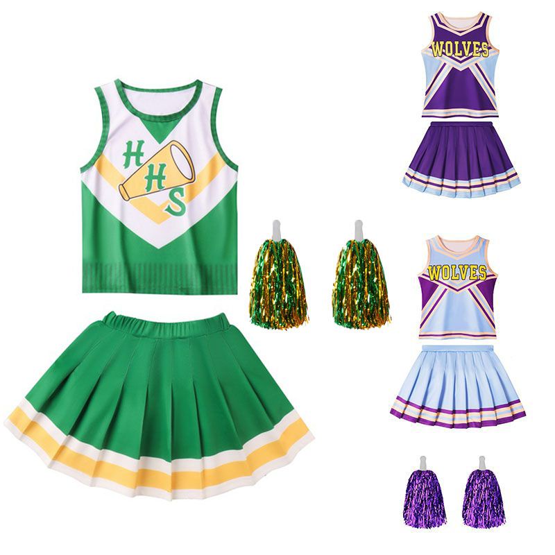 Girls Cheerleader Uniform Cheerleading Costume Stage Costume School ...