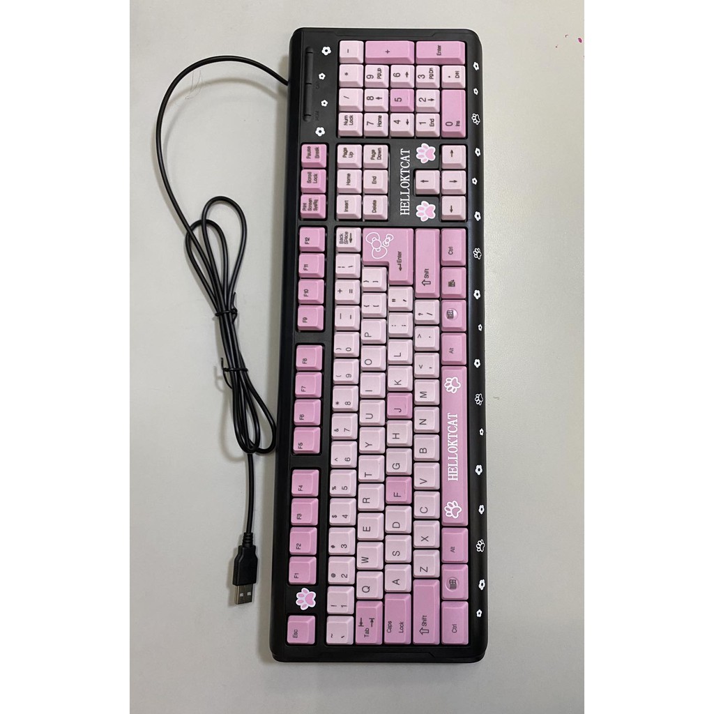 Hellokitty Cute Mute Wired Keyboard Set Usb Girls Clothing Pink Kt Cat ...