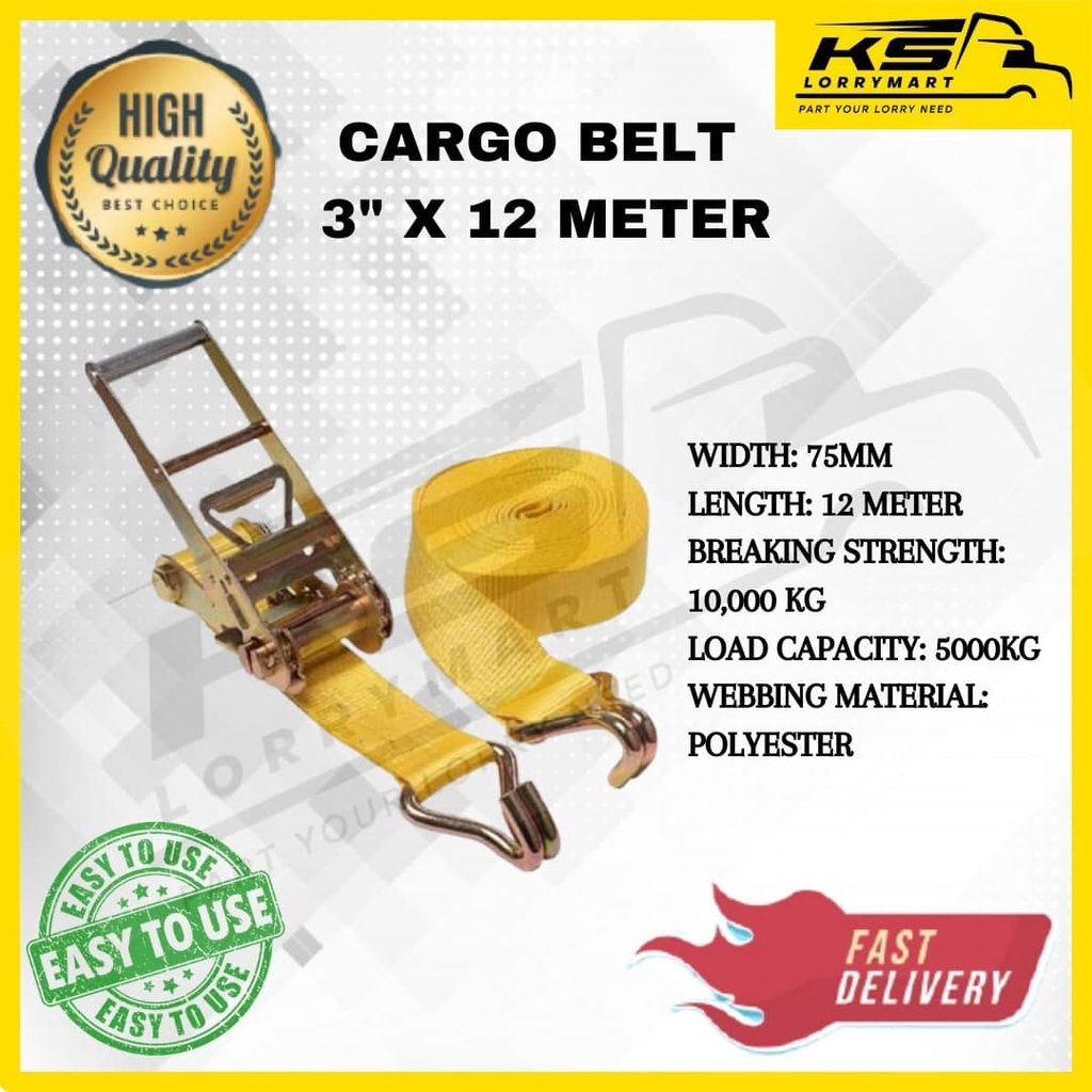 KS CARGO BELT C/W RACHET 3" X 12M ( 10TON LORRY ) | Shopee Philippines