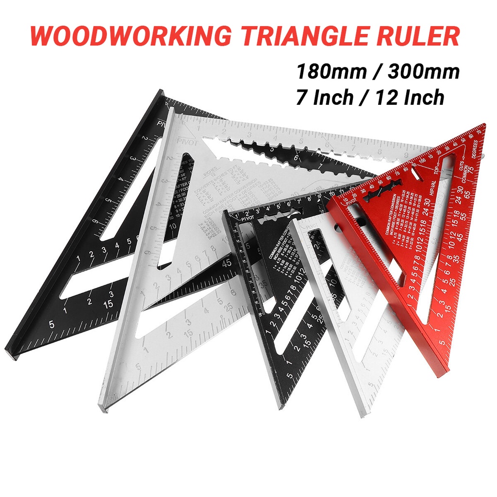 7inch/12inch Triangle Ruler Carpenter Square Speed Aluminum Alloy Ruler ...