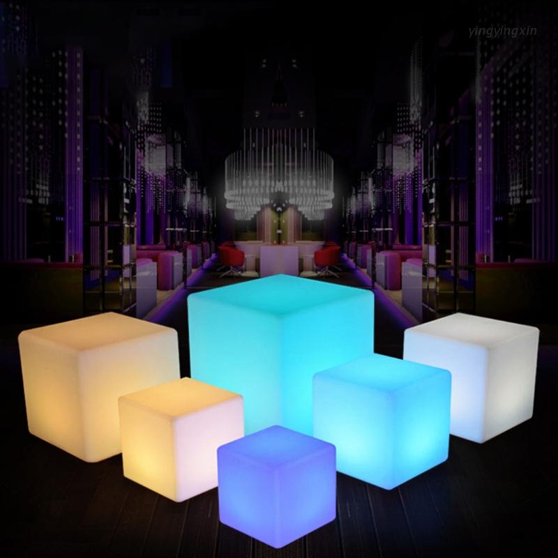 Glowing Cube Square Stool LED Light Cube Seat Chair Waterproof ...