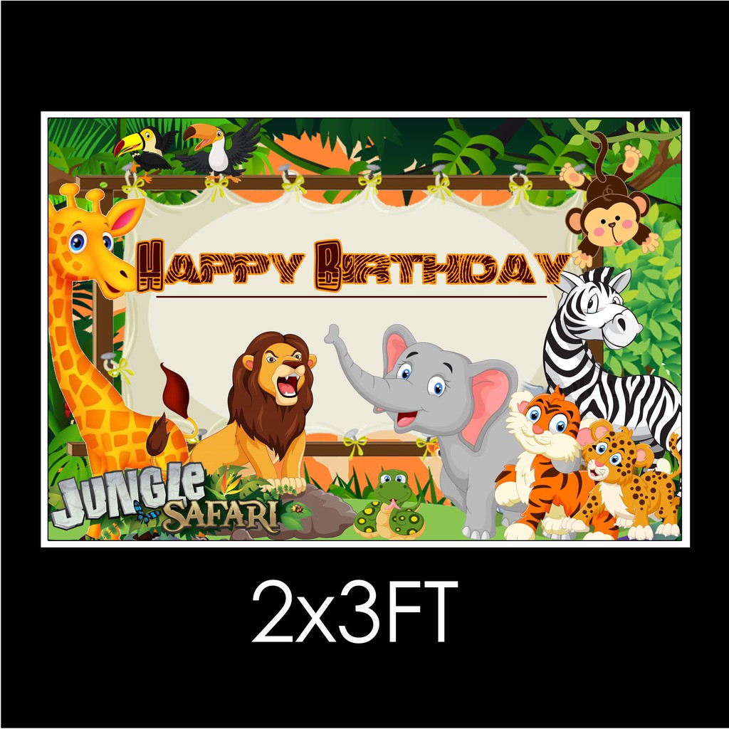 Jungle Safari theme Poster I Happy Birthday Safari Poster I HBD Banner ...