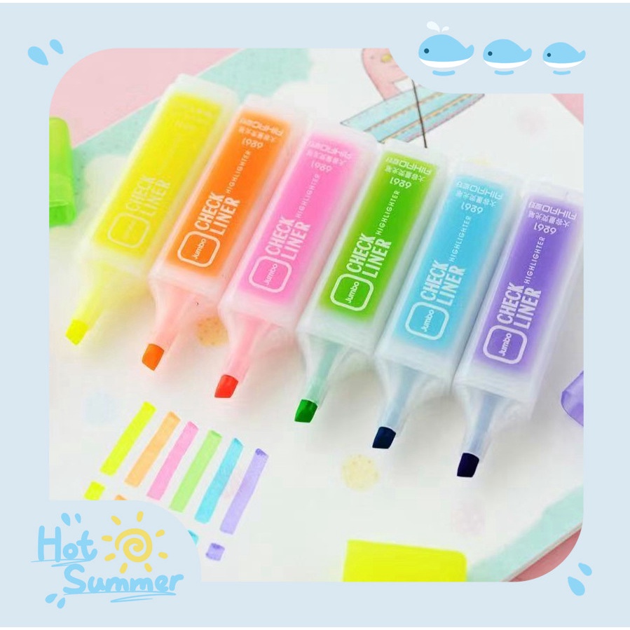 6 color highlighter pen set large capacity stationary marker ...