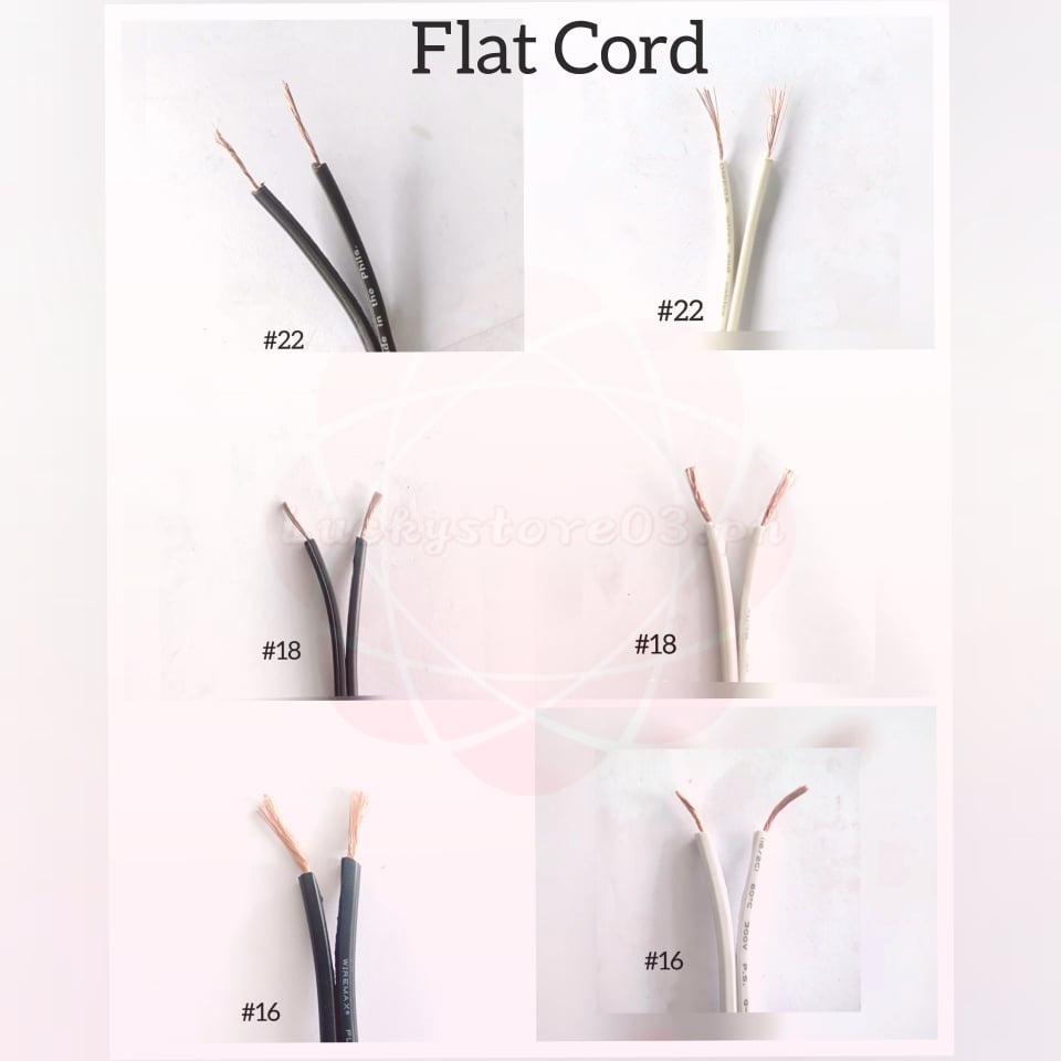FLAT CORD DUPLEX EXTENSION WIRE SIZE #22/2 #18/5 #16/2 (WHITE & BLACK ...