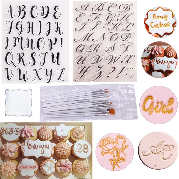 DIY Cake Stamp Cutter Tool Alphabet Calligraphy Handwriting Embosser ...