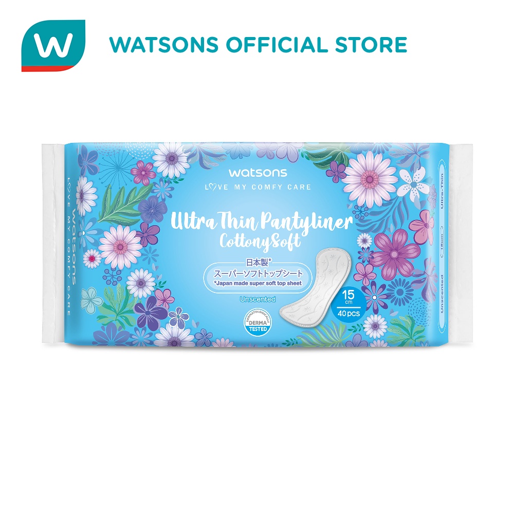 WATSONS Ultrathin Cottony Unscented Panty Liners 40s | Shopee Philippines