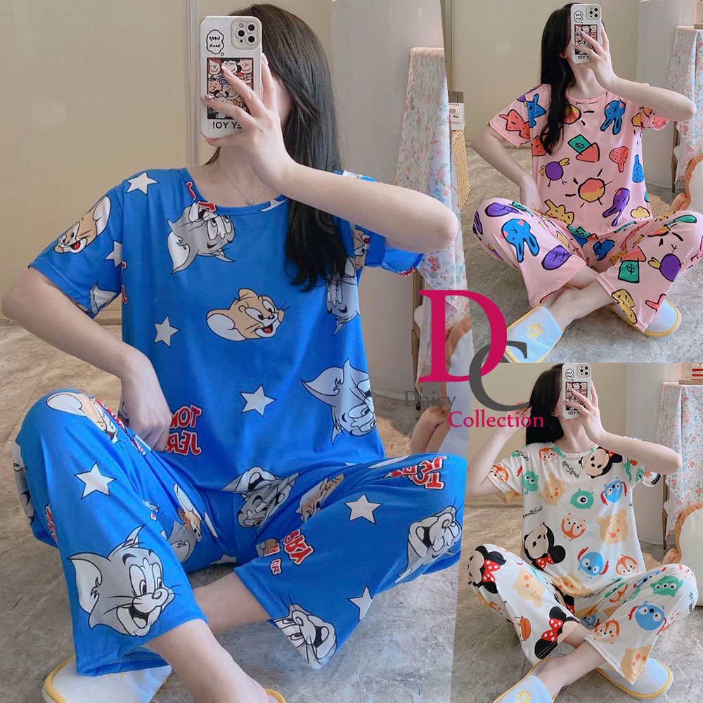 Daisycollection Korean Cotton Spandex printed adult sleepwear pajama ...