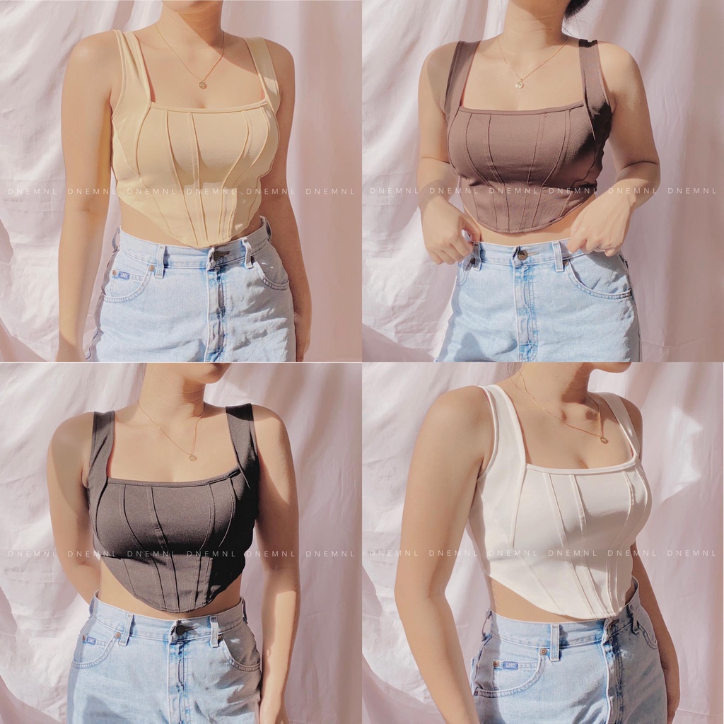 Dnemnlph Corset Cropped Top Trendy Korean Inspired Fashion Line Sexy