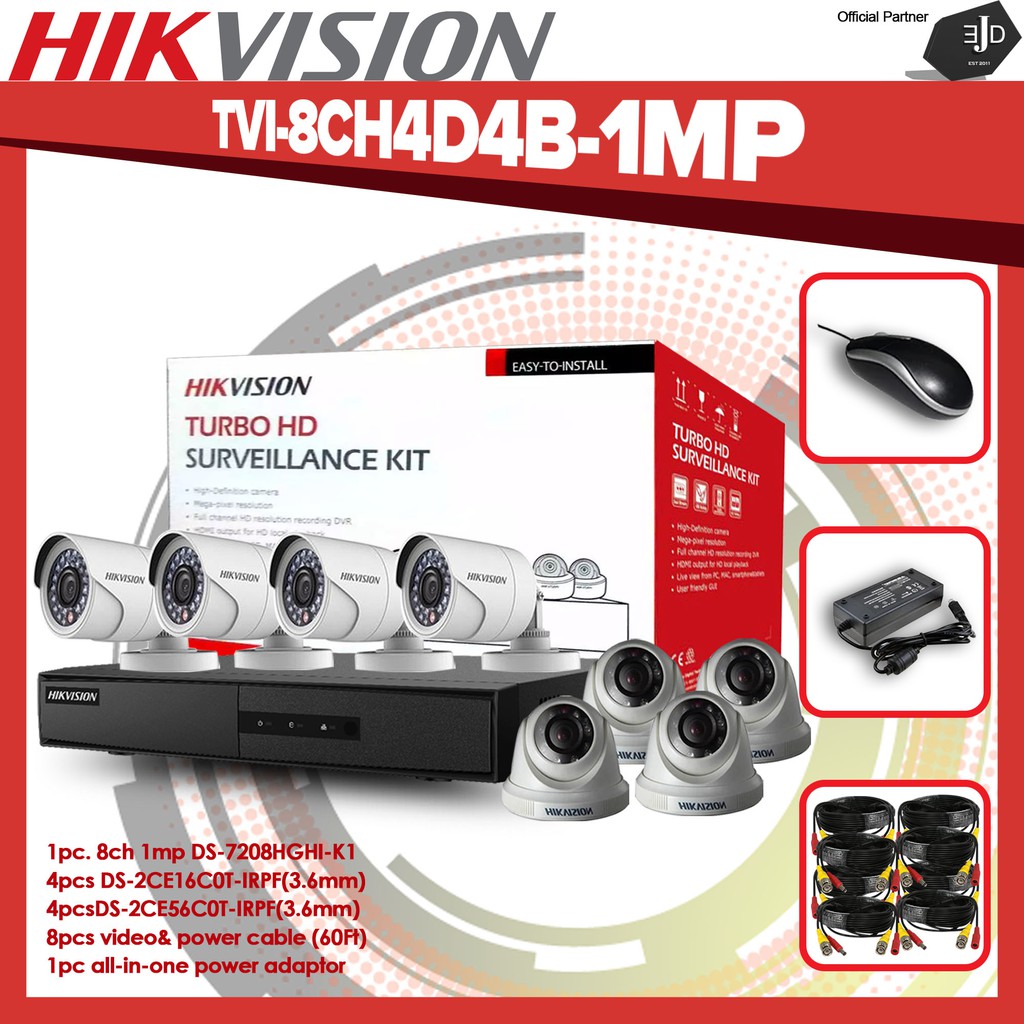 Hikvision CCTV Kit Tvi-8Ch4D4B-1Mp Camera Set Package | Shopee Philippines