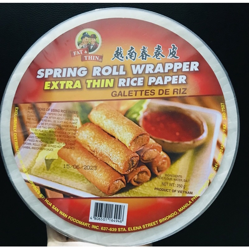 Fat & Thin (Extra Thin) Spring Roll Wrapper Rice Paper Lumpia Wrapper ...
