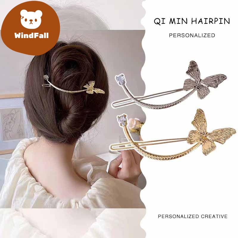 Butterfly Hairpin Metal Arc Hairpin Smile Hairpin Temperament Elegant ...
