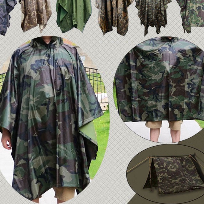 Green Military Camo Waterproof Poncho Raincoat Kapote Motorcycle Rain ...
