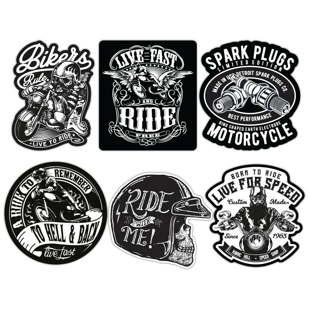 1Set Biker Large Sticker Set Motorcycle Motorbike Vintage Custom Bobber ...