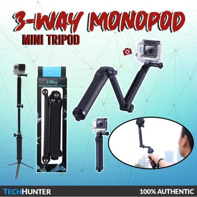 3 Way Monopod GoPro Action Sports SJ Camera Cam 3 Way Monopod 3-Way ...