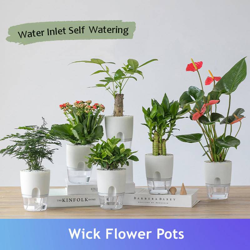 Water Inlet Self Watering Pot Wick Flower Pots Automatic Water ...