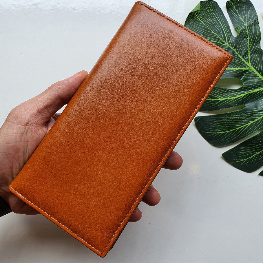 Men's leather wallet with long shape - portable - compact - 100% cow ...