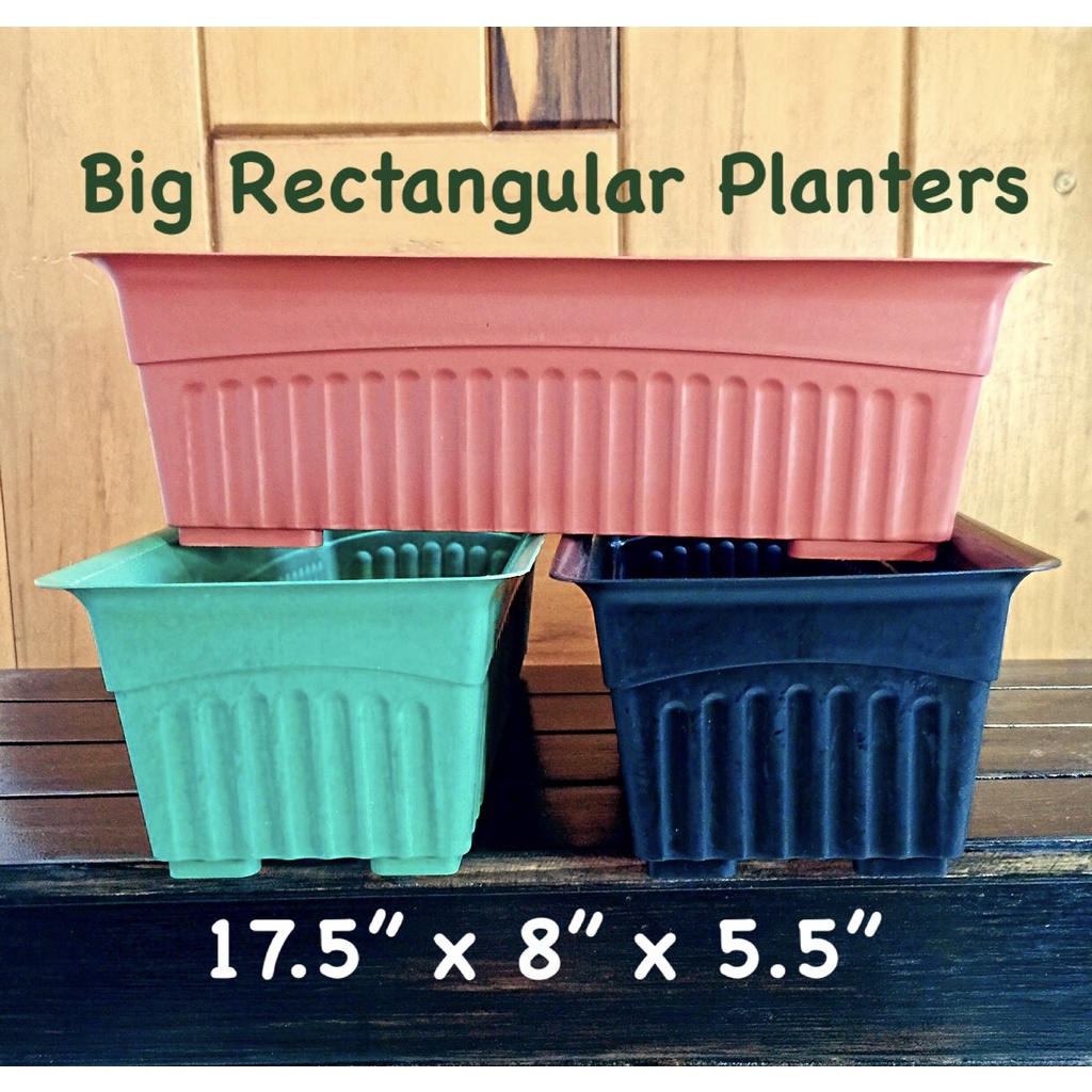 3 pcs Big Rectangular Eco Plastic Pots Planters for Vegetables Flowers ...
