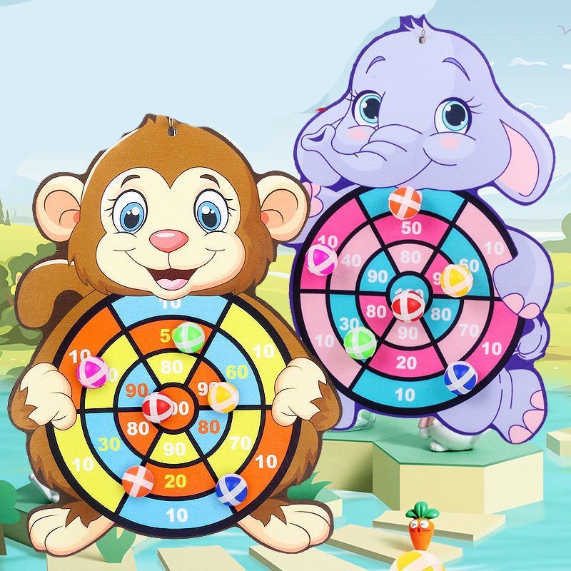 Kids Throwing Sticky Ball Dart Board Educational Game Toy Fabric Puzzle ...