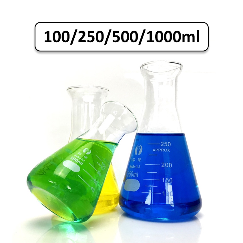 Erlenmeyer Borosilicate Glass Flask Narrow Neck Conical Triangular ...