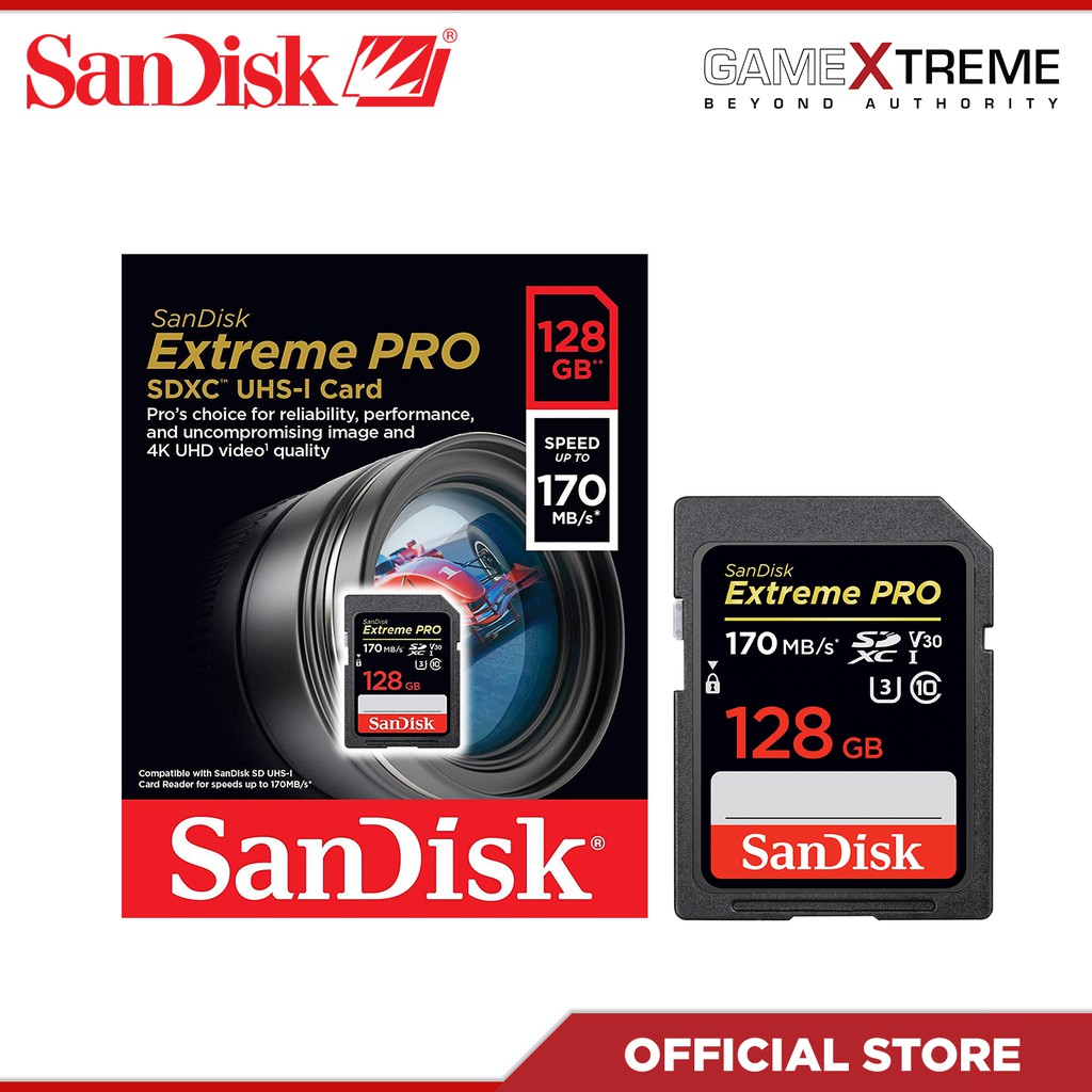 SanDisk Extreme PRO SDSDXXY 128GB UHS-I SDXC Memory Card (Speed up to 170MB/s) | Shopee Philippines