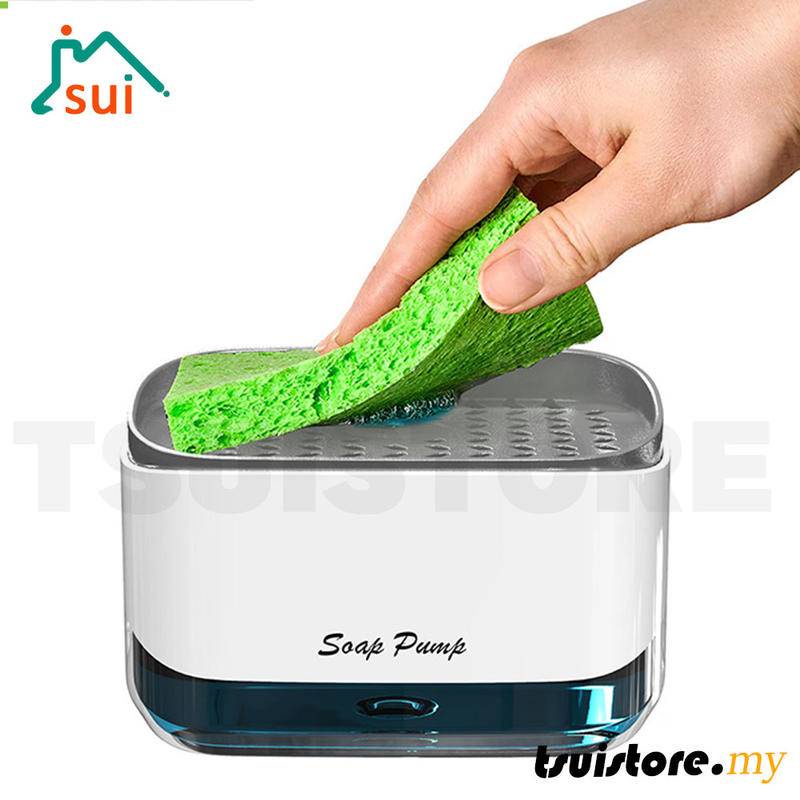 2-In-1 Kitchen Dishwashing Dish Soap Dispenser Scouring Pad Pump Sponge ...