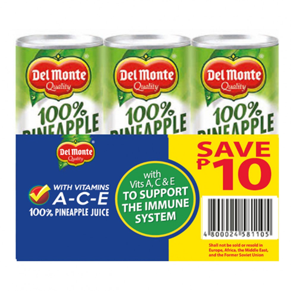 Del Monte 100% Pineapple Juice With A-C-E Save P10 6X240ml | Shopee ...
