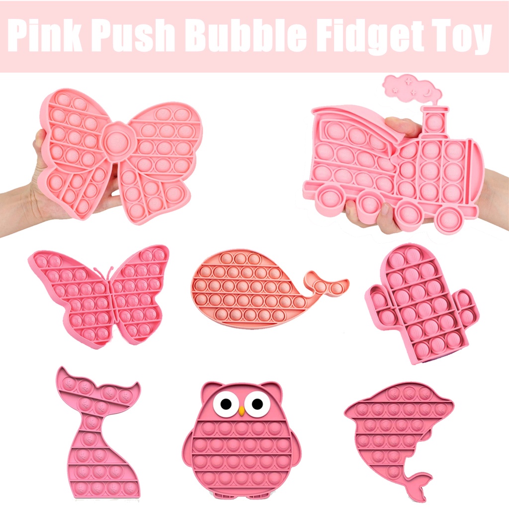Pink Silicone popets Push Bubble pop Sensory Fidget Toy for Girls Gift ...