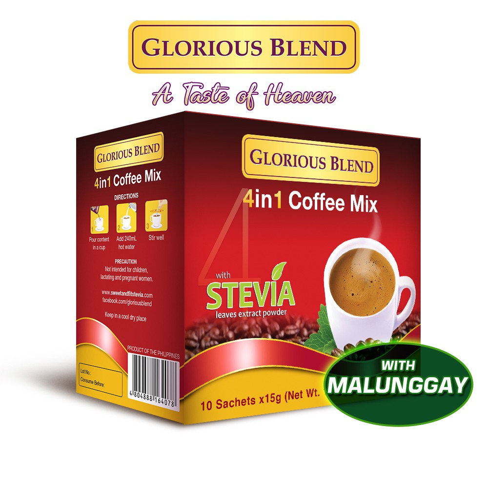 GLORIOUS 4IN1 COFFEE WITH MALUNGGAY (10 Sachets) | Shopee Philippines