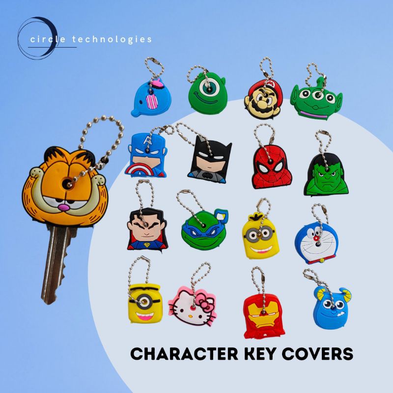 [24 Designs] Character Key Cover Keychain Key Cap Character Keychain ...