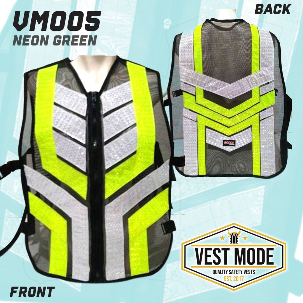 VM005 (VT29) Neon Green Motorcycle Rider Reflectorized Reflective ...