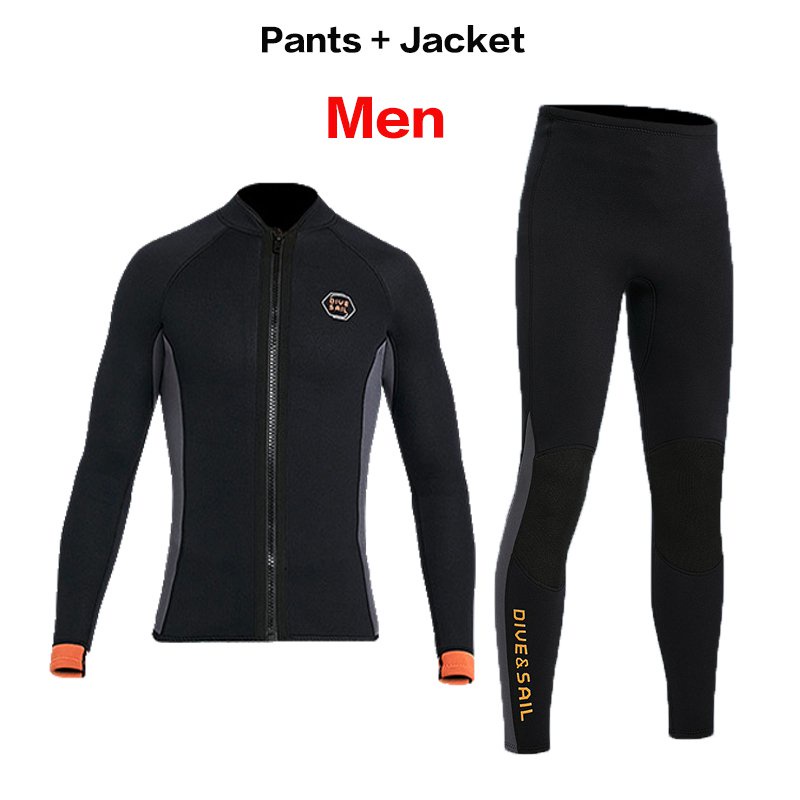 Professional Wetsuit 3MM Neoprene Men Long Sleeve Split Wetsuit Warm Women Swimsuit Scuba Diving ...