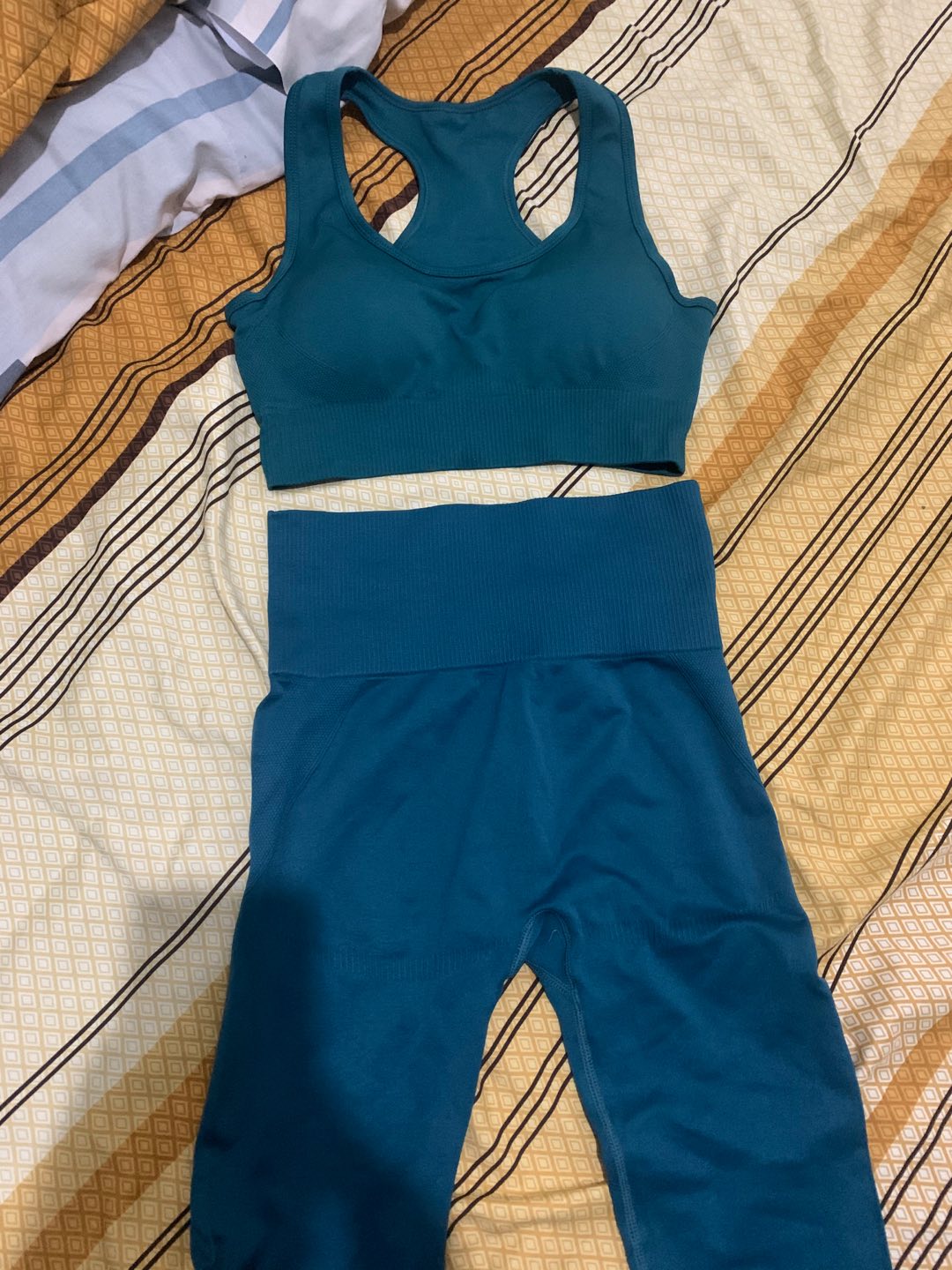 2PCS Seamless Fitness Yoga Sets High Waist Gym Tights Leggings+Bra Suit pants Workout Sport ...