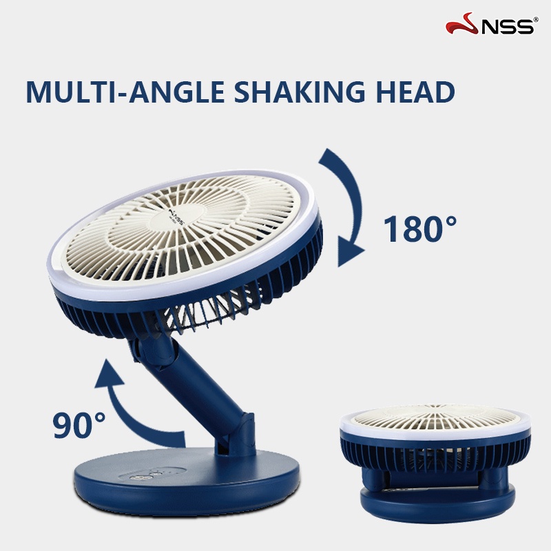 NSS Rechargeable Solar Electric Fan with Panel Desk Fan with LED light ...