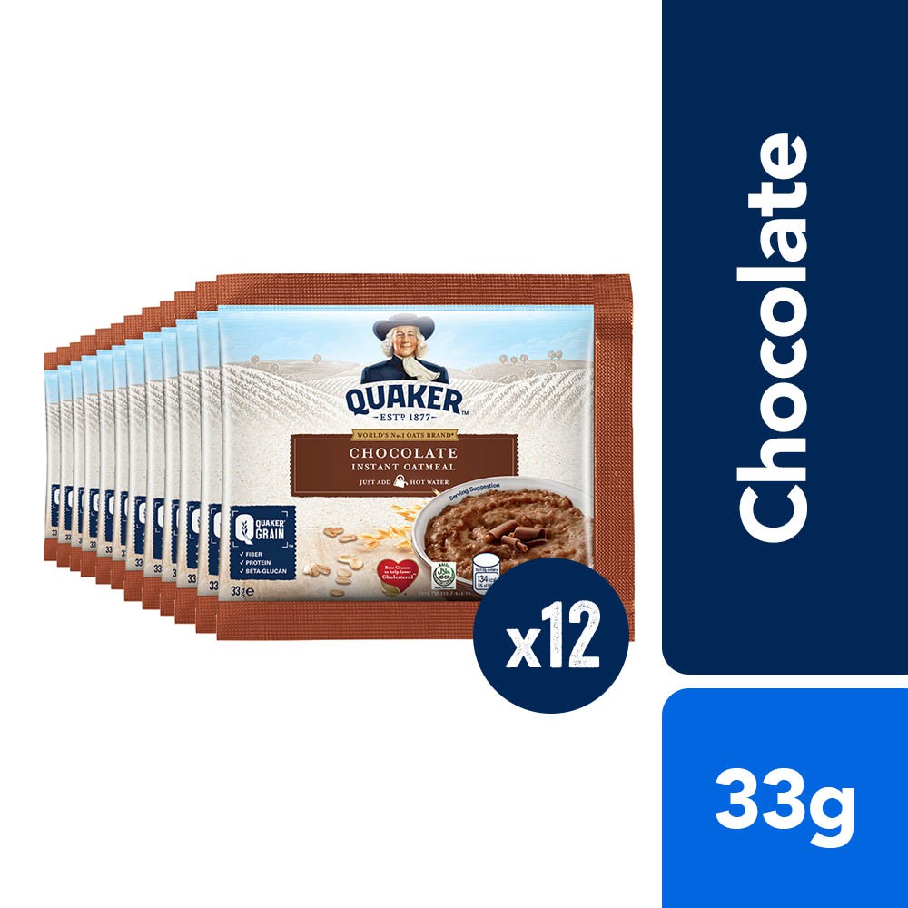 Quaker Flavored Oatmeal Chocolate 33g (Pack of 12) | Shopee Philippines