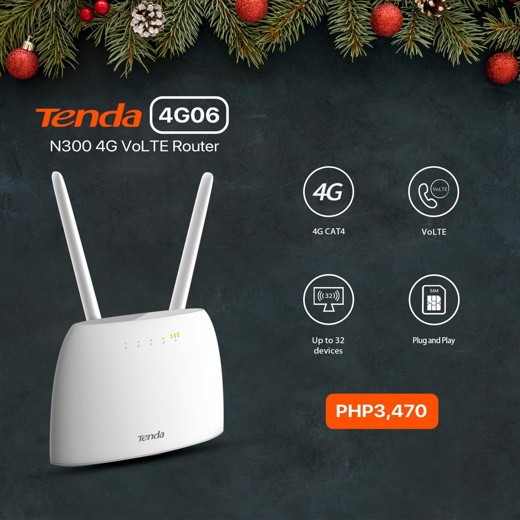 Tenda 4G06 / 3G/4G / N300 Wi-Fi 4G VoLTE Router | Shopee Philippines